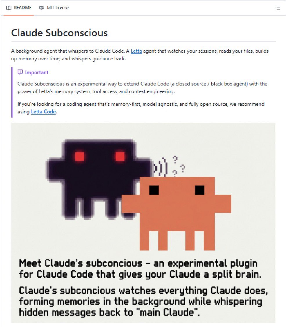 🚨BREAKING: Claude Code just got a subconscious. Letta open-sourced the ...