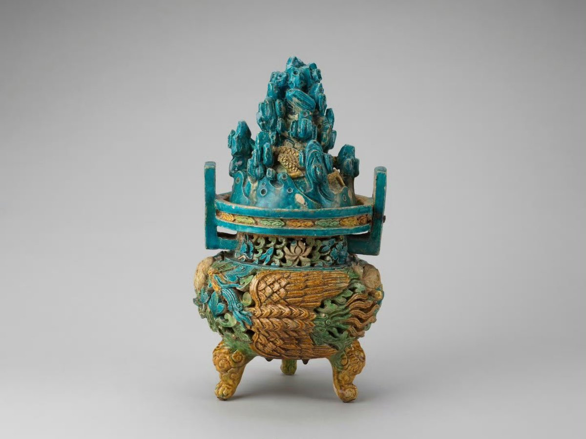Glazed sancai Incense Burner with Dragon and Fenghuang Patterns ...