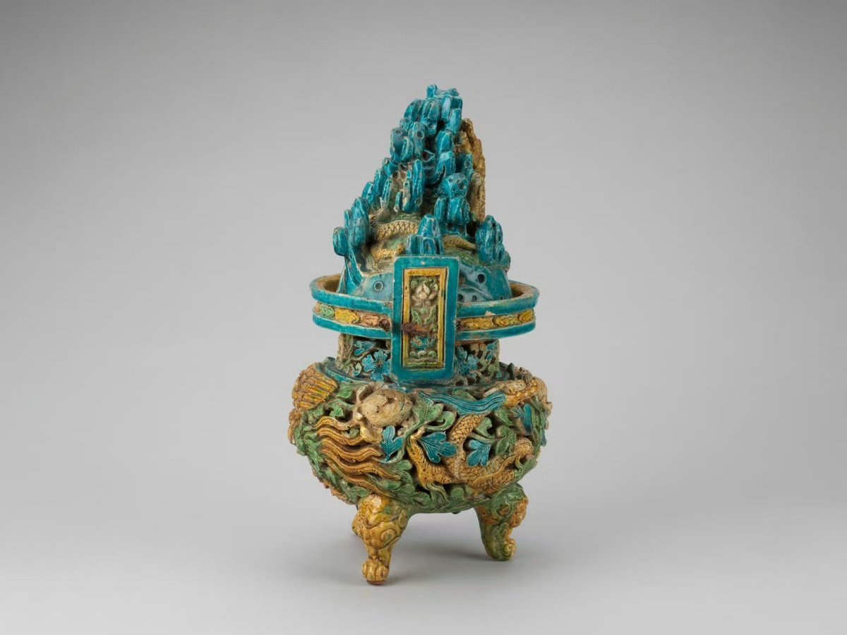 Glazed sancai Incense Burner with Dragon and Fenghuang Patterns ...