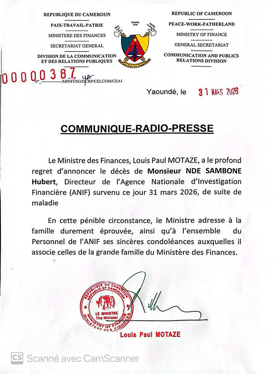 Ministère des Finances du Cameroun (MINFI) (@minfi_cameroun) / Posts / X