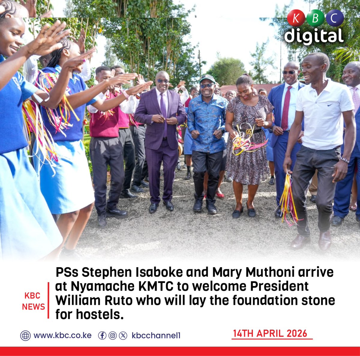 PSs Stephen Isaboke and Mary Muthoni arrive at Nyamache KMTC to welcome ...