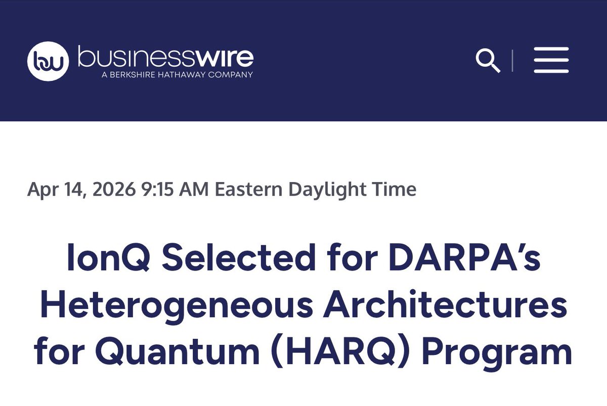 $IonQ just got selected for DARPA’s Heterogeneous Architectures for ...
