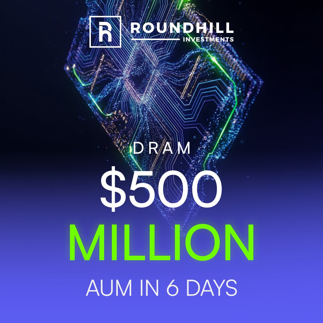 The Roundhill Memory ETF $DRAM reached $500 million in AUM in just 6 ...