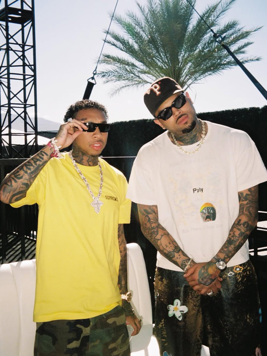Tyga with Chris Brown, YG, Big Sean Mustard & A.E at Coachella 🌵