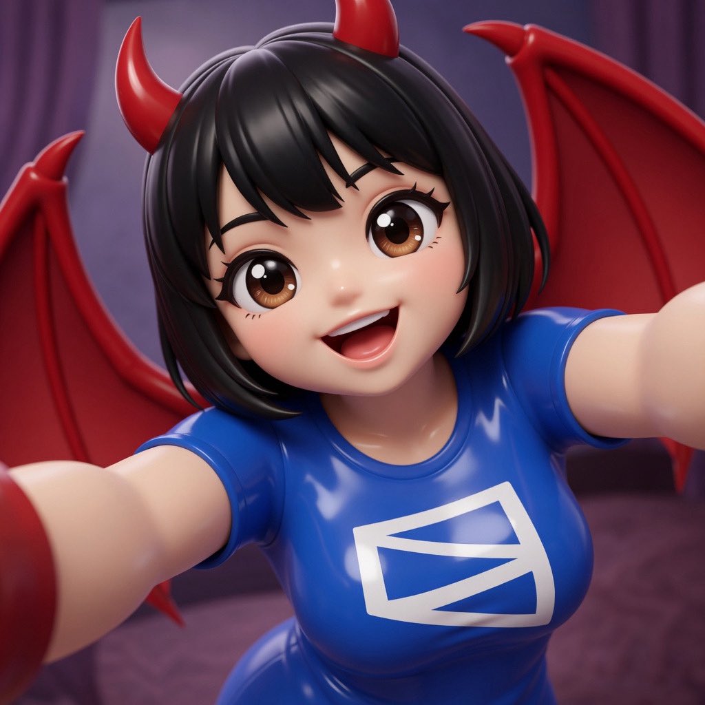 Just turned my Succubus into this super cute chibi character selfie ...
