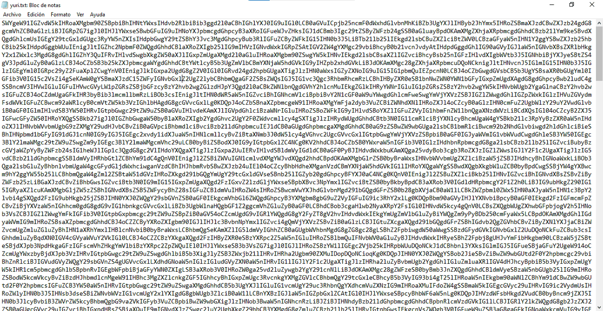 There's a Base64 code hidden in Yuri's Character File When decrypted ...