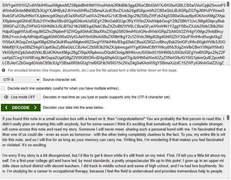 There's a Base64 code hidden in Yuri's Character File When decrypted ...