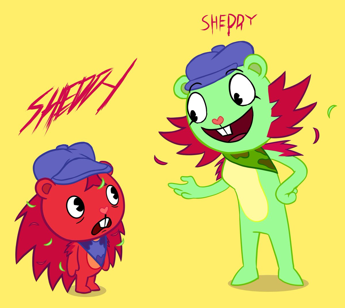 They finally meet! #htf #happytreefriends #sheddy #flippyxflaky #fanart