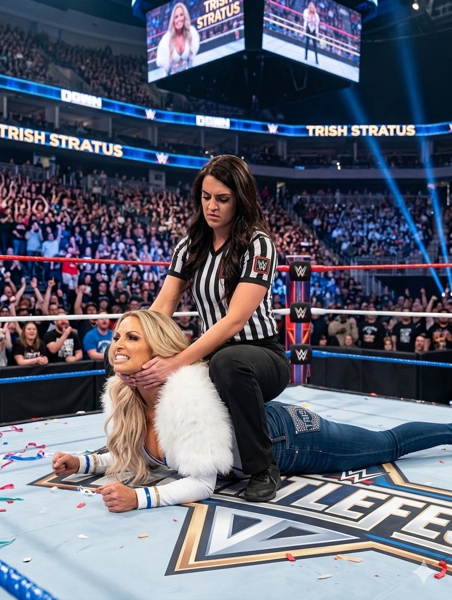 Meg poses as a WWE referee only to attack Trish Stratus AGAIN, put her ...
