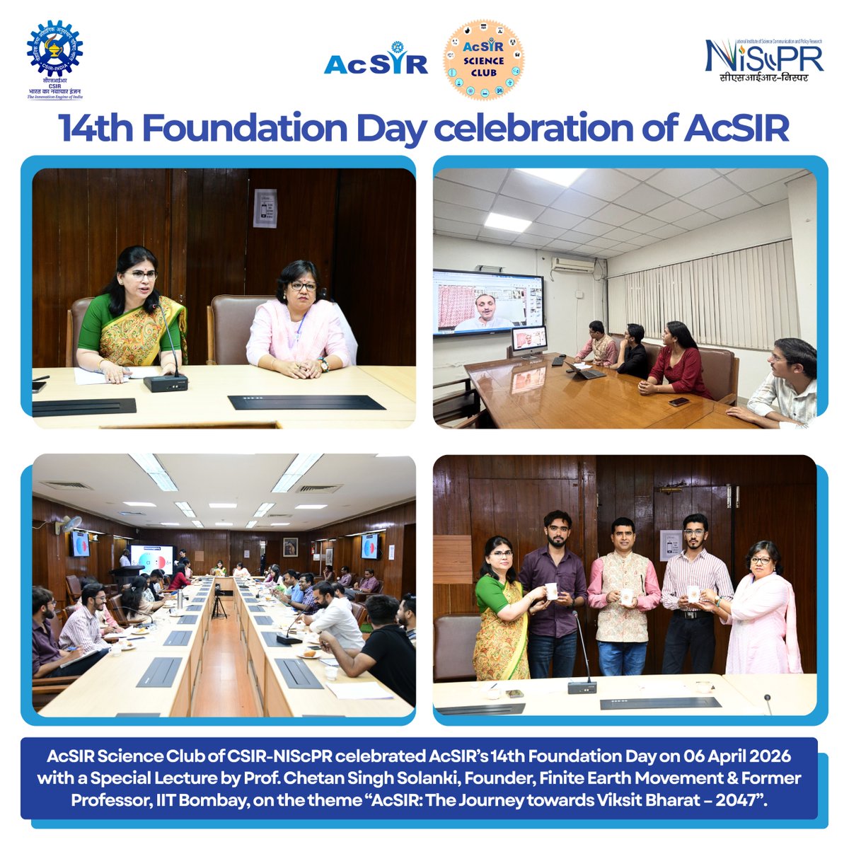 The "AcSIR Science Club" at CSIR–NIScPR celebrated the 14th Foundation ...