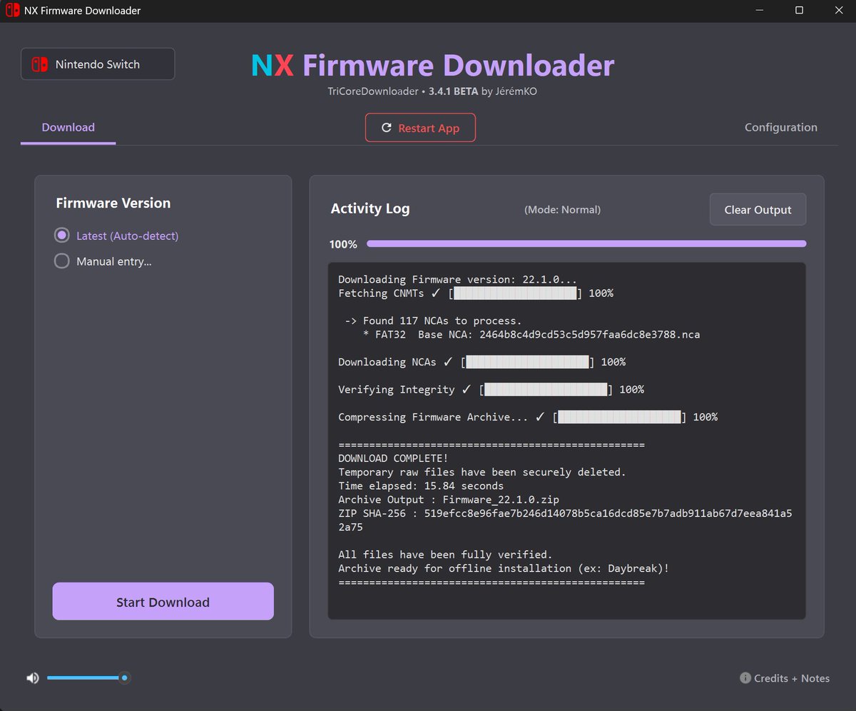 Version 22.1.0 was downloaded without any modifications to the script ...