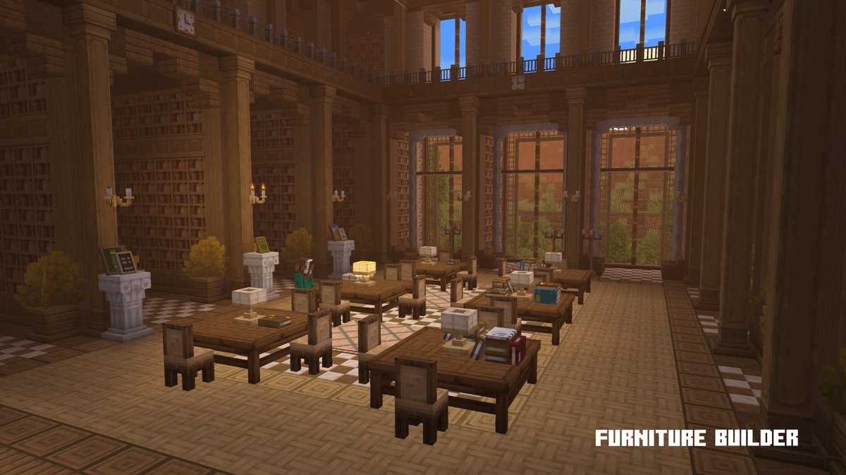 Library, built using Furniture Builder Add-On. #Minecraft #minecraft建築 ...