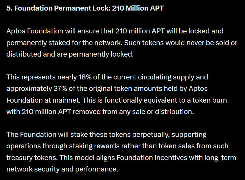 aptos will perma lock 210m tokens. this represents 18% of the current ...