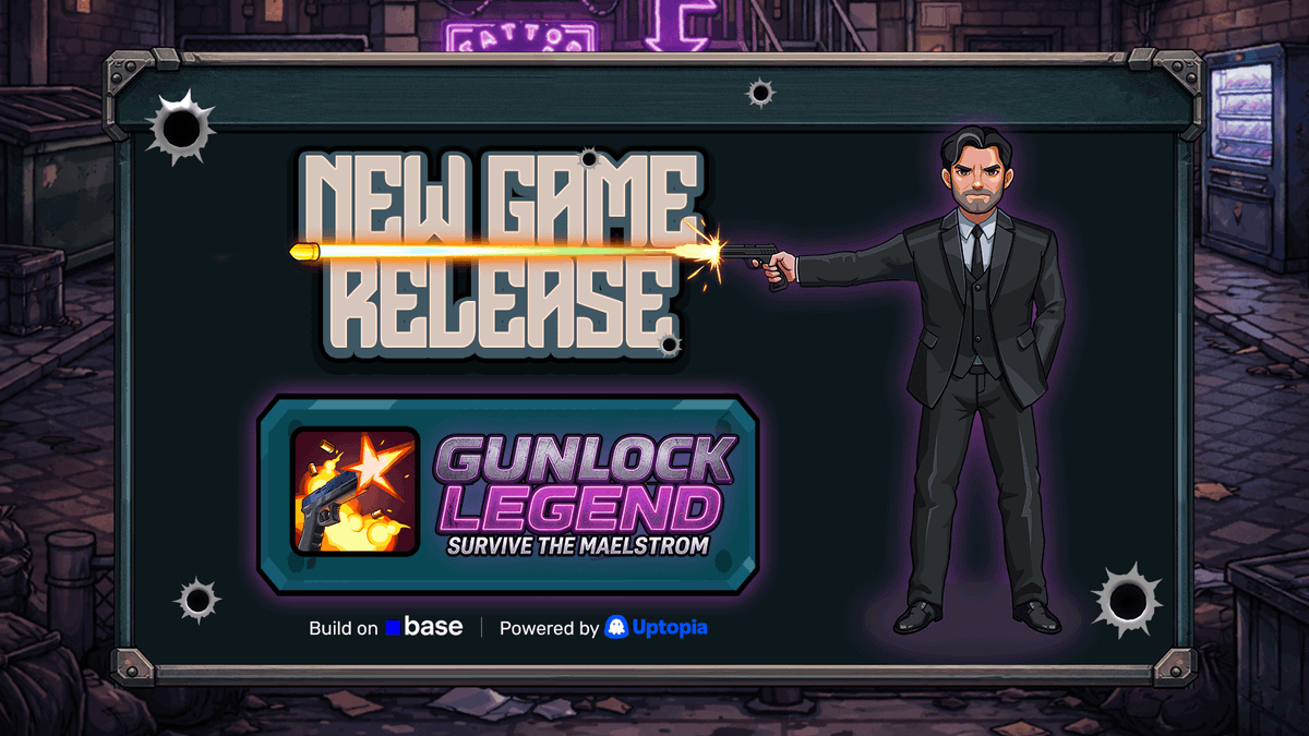 Day 1 of basegaming powered-by-Uptopia game: Gunlock 🔫 Play now: https ...
