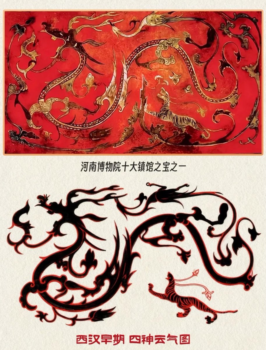 Traditional Four Sacred Beasts with clouds patterns on Han Dynasty ...