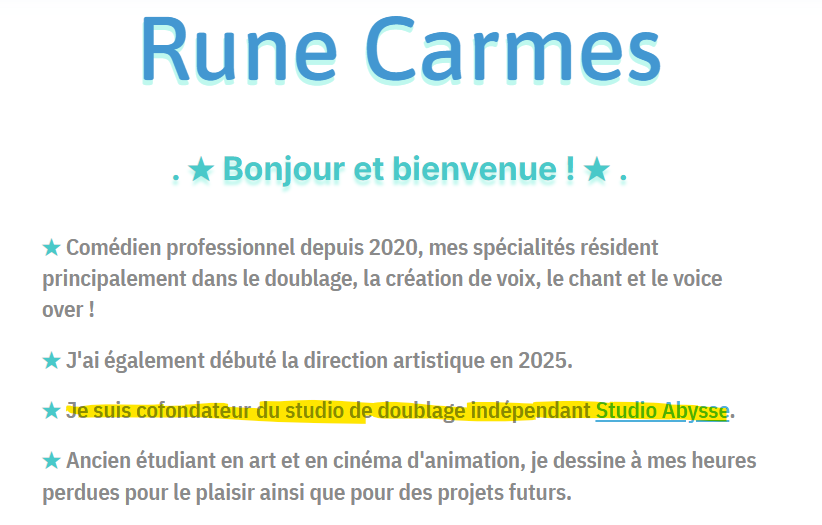Rune Carmes is the current french voice actor for Gangle from TADC, as ...