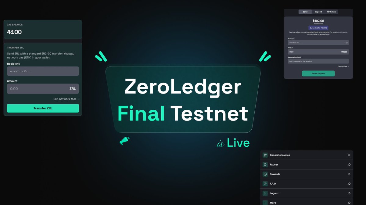 ZEROLEDGER TESTNET UPDATE Your money should earn, your data should stay ...