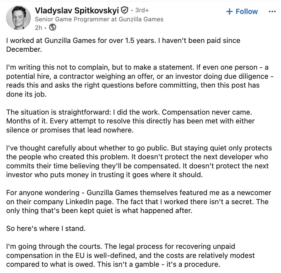 All signs point to Off The Grid and Gunzilla Games having had cashflow ...