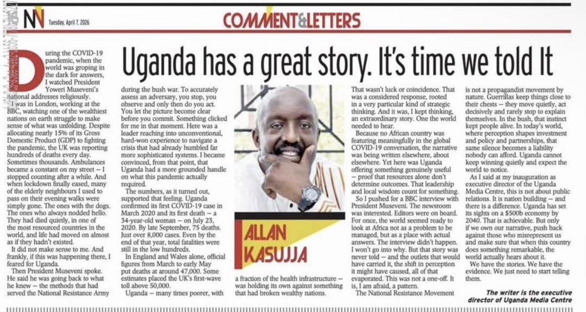 Dear Allan Kasujja @kasujja I did not read this piece yesterday because ...