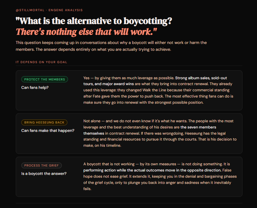"What is the alternative to boycotting? There's nothing else that will ...