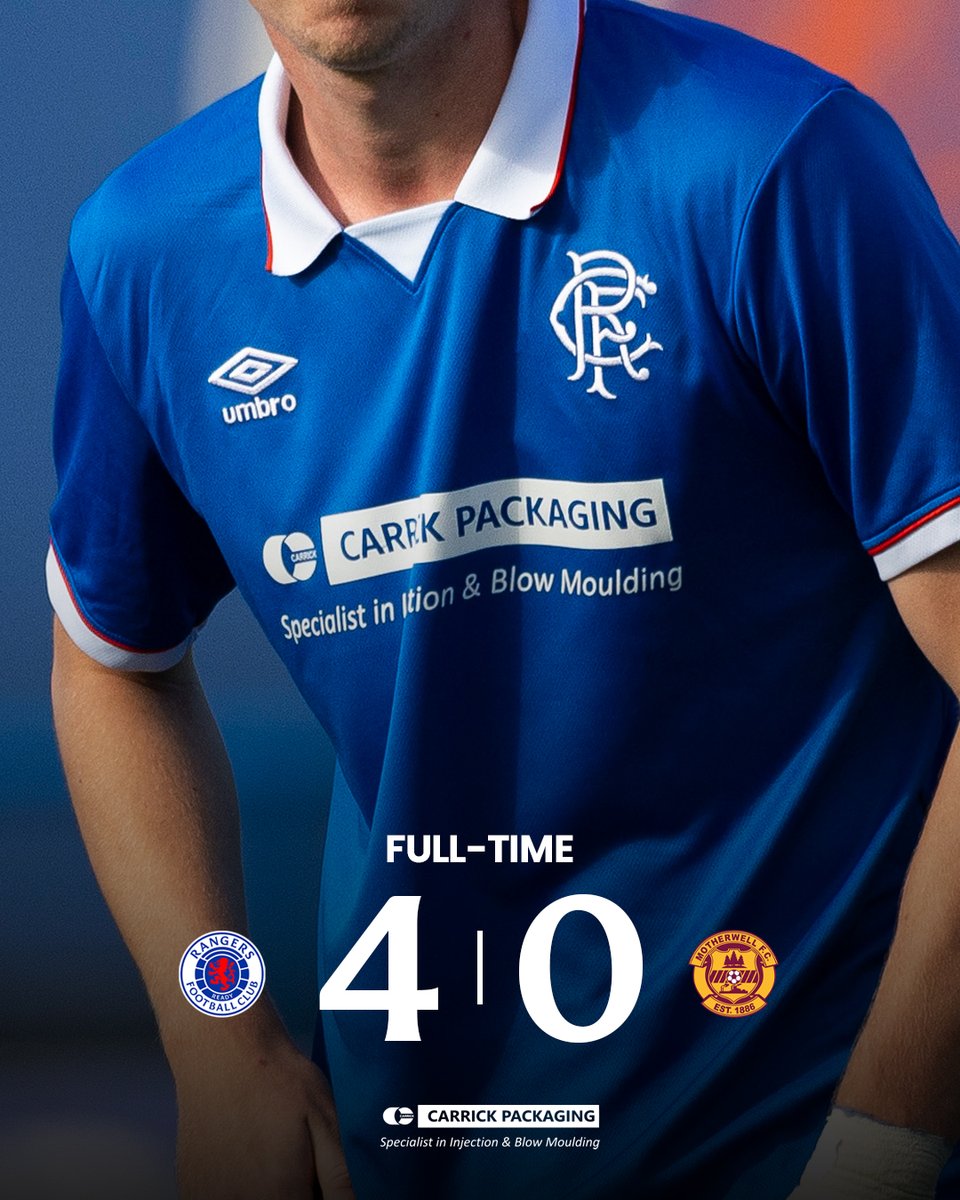 Full-Time, Rangers 4-0 Motherwell. The Young Gers defeated Motherwell ...