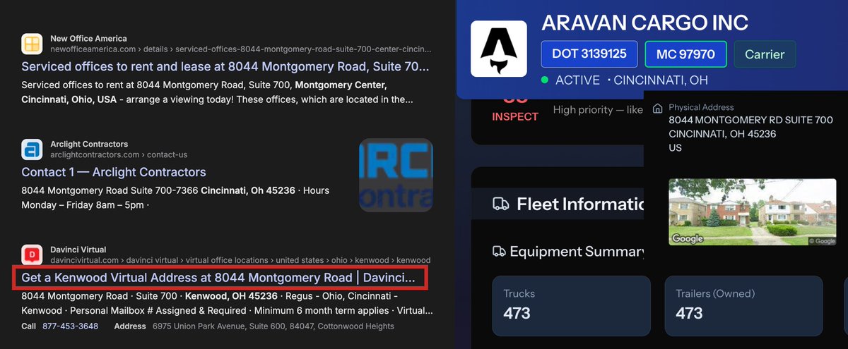 Oh, a virtual address... for a motor carrier... that reportedly has ...