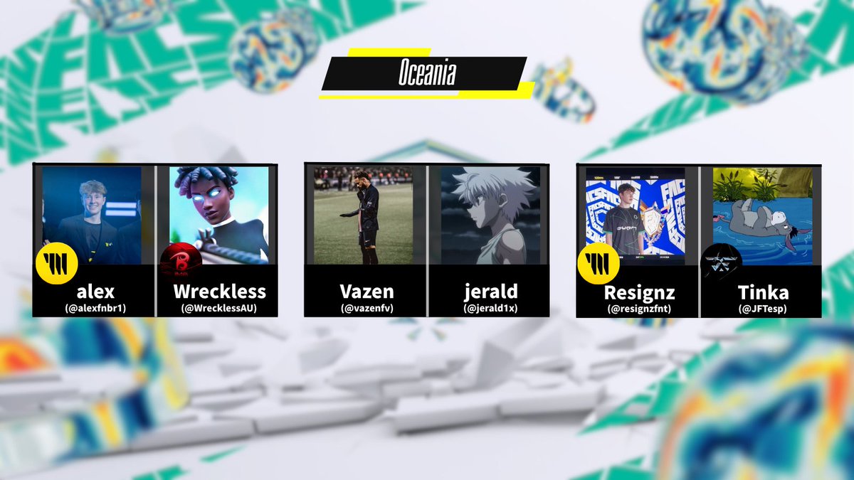 FNCS Major1 summit出場を決めたデュオ - OCEANIA編 - ･alex × Wreckless ･Vazen × ...
