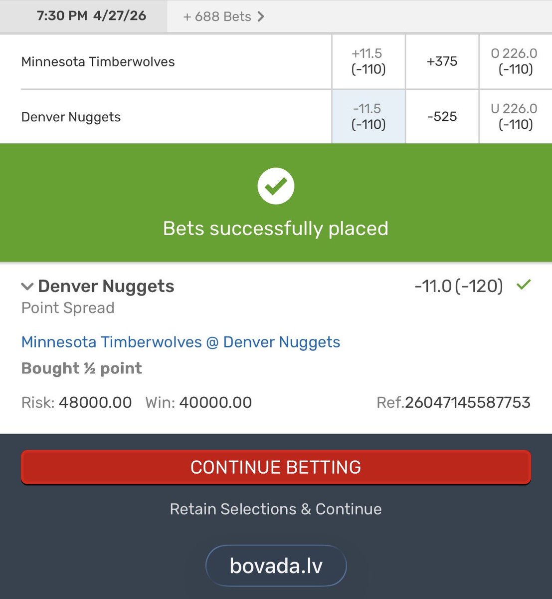 🏀 Twolves vs Nuggets | 7:40PM 40* DEN Nuggets -11 (-120) The ...