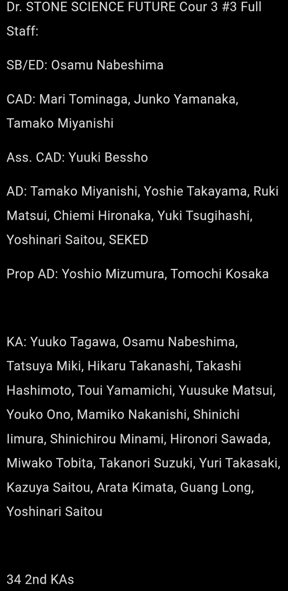 Dr Stone Final Season Cour 3 #3 full Staff #DrStone