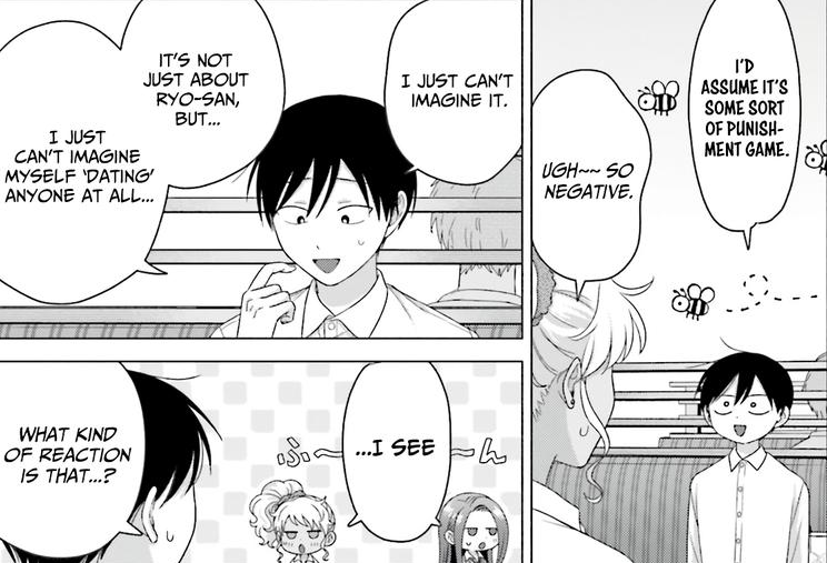 I said hes the opposite of the boring harem ml surrounded by women, and ...