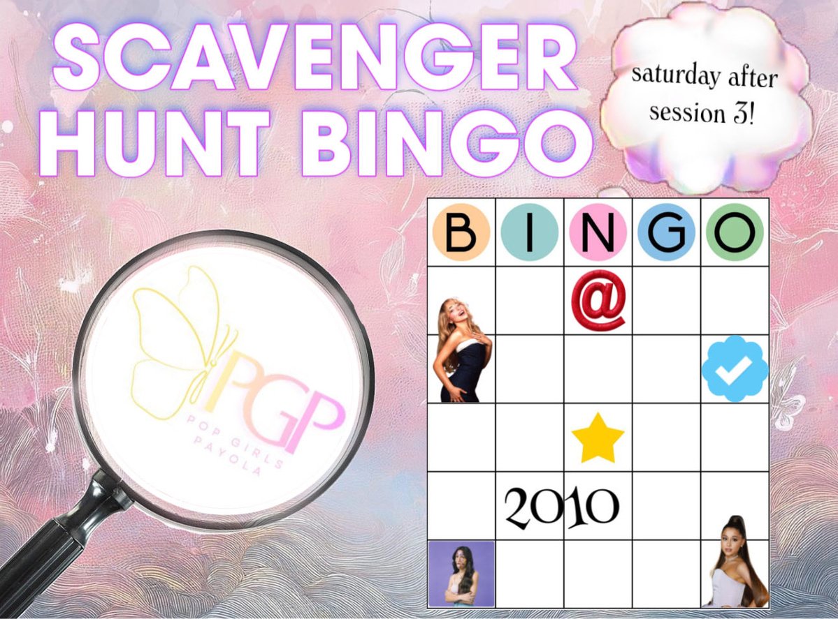 scavenger hunt bingo is taking place after session 3! ALL PARTICIPANTS ...