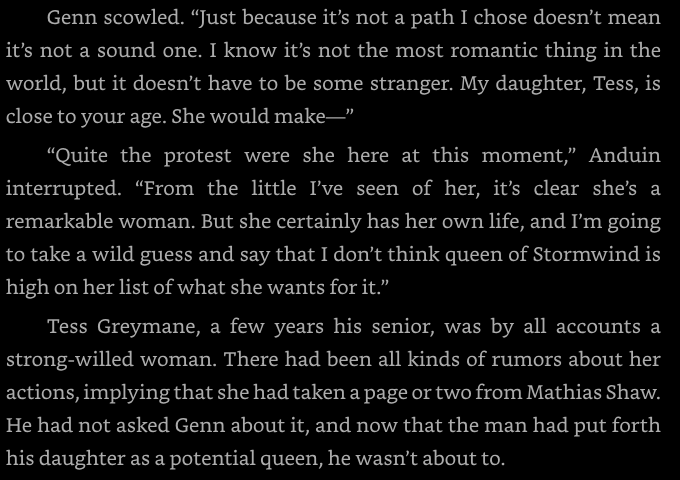 Funniest part is that Anduin and Tess are both explicitly *not ...