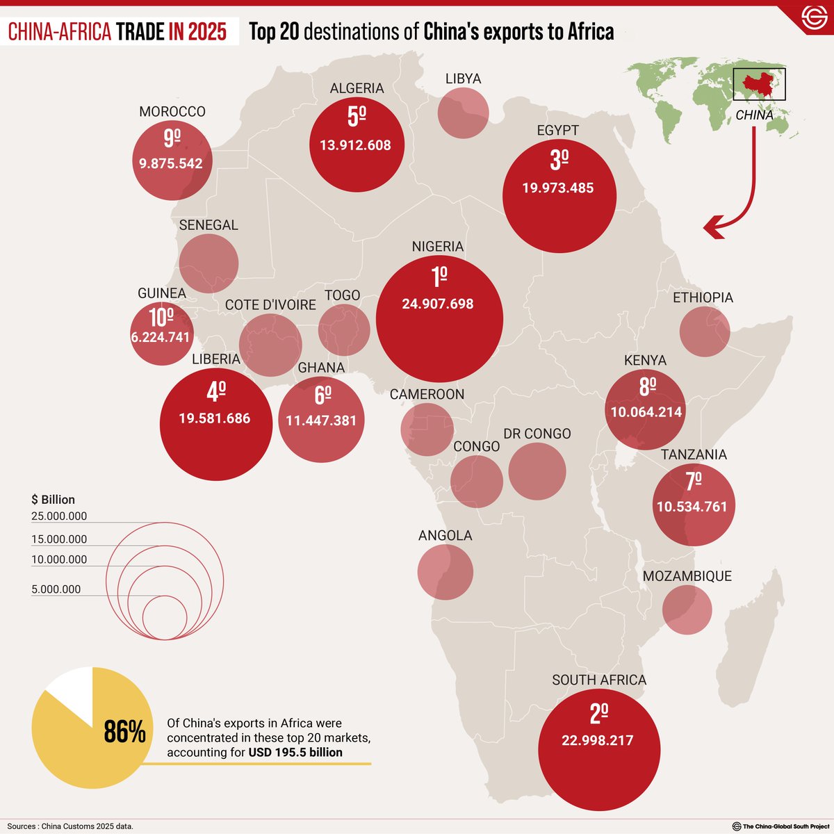 Most Chinese exports to Africa in 2025 flowed into only 20 markets ...