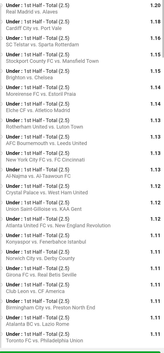 Second half under 2.5 goals 🔥BW4F97AF15🔥 First half under 2.5 goals 🔥 ...