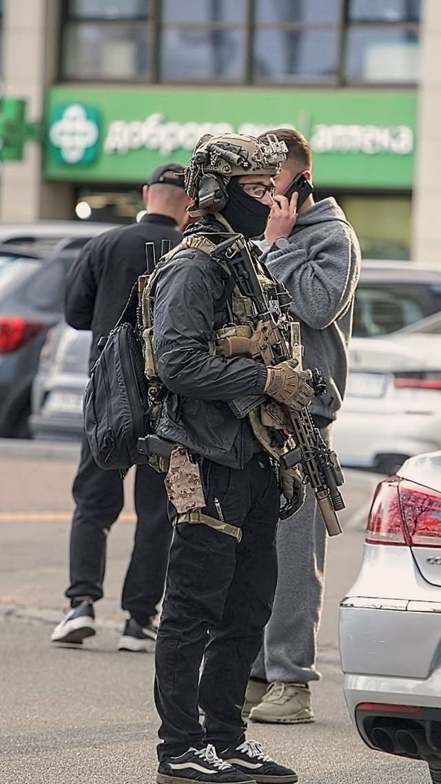 Ukrainian KORD operator at the scene of a terrorist attack involving a ...