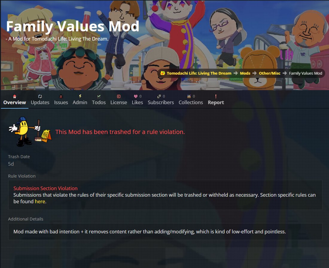 🚨 JUST NOW 🚨 GameBanana just removed this Tomodachi Life mod. The mod ...