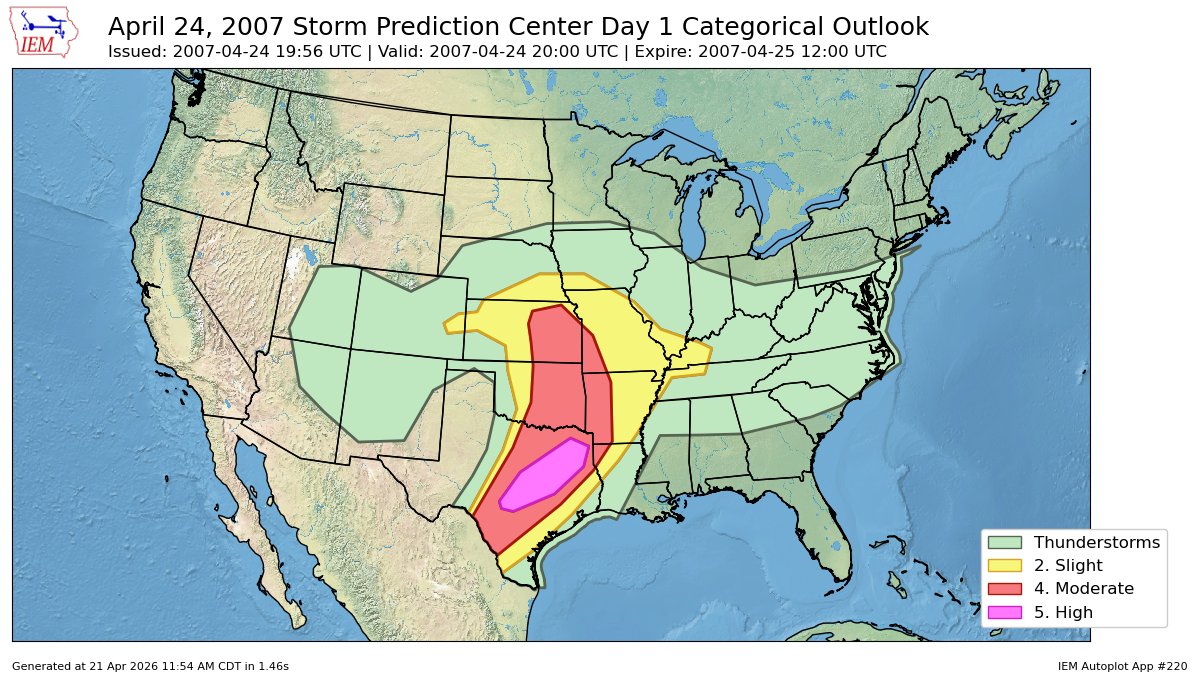April 24, 2007: A widespread severe weather outbreak impacted several ...