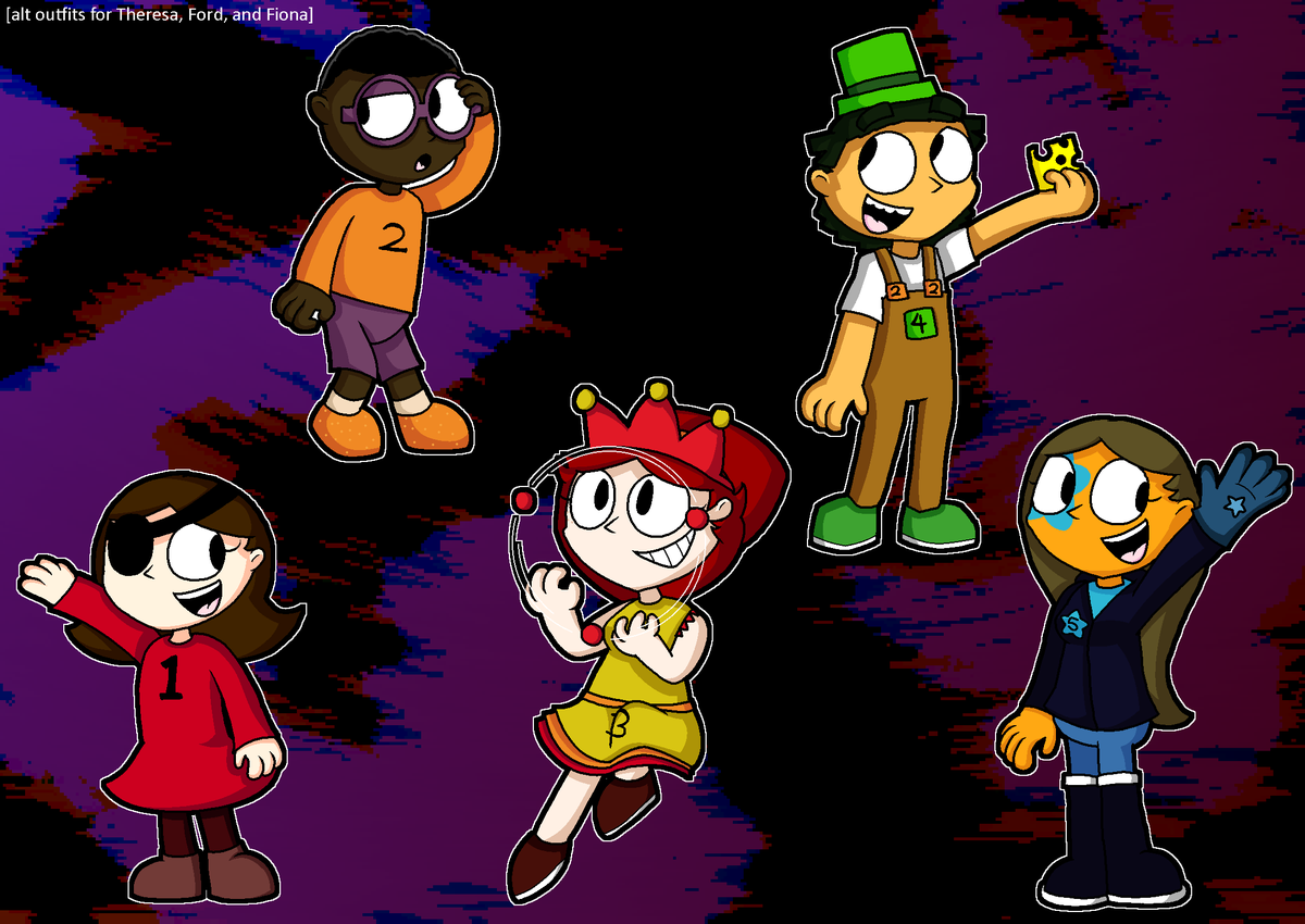 The quintet of Jay's Numberhumans, but as Frickbear's characters ...