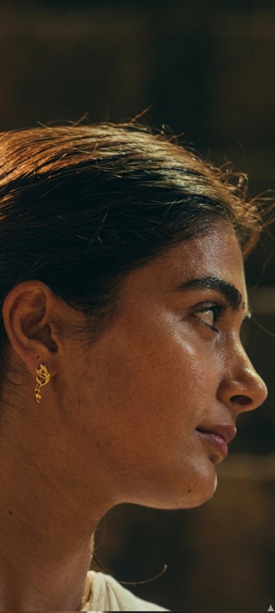 Pooja Hegde’s side profile highlights her nose shape with a sharp ...