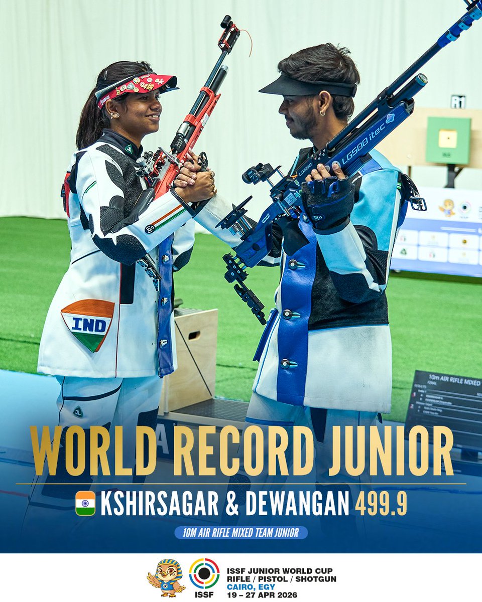 Indian shooters continued their dominance at the 𝐈𝐒𝐒𝐅 𝐉𝐮𝐧𝐢𝐨𝐫 𝐒𝐡𝐨𝐨𝐭𝐢𝐧𝐠 ...
