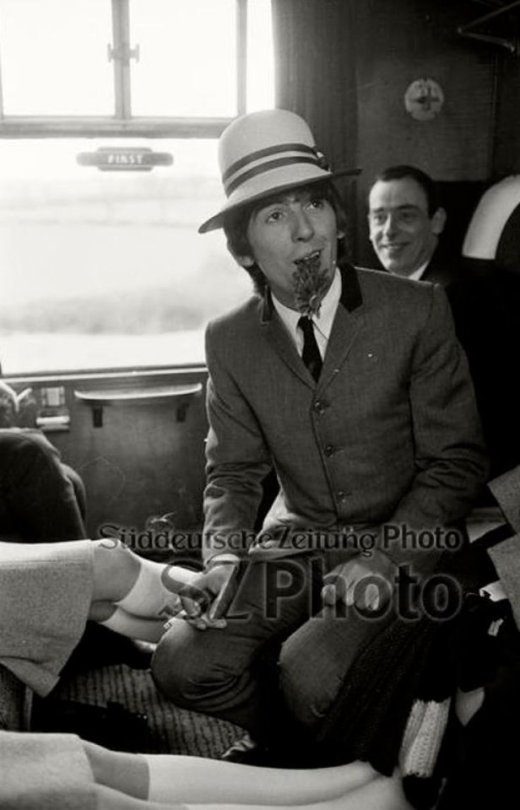 George Harrison with John Junkin, A Hard Days Night Train, March 1964 ...