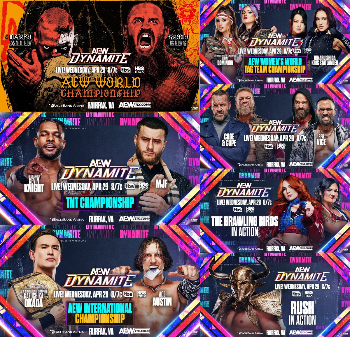 Dynamite tonight in Fairfax, VA: • Darby Allin vs Brody King • Kevin ...