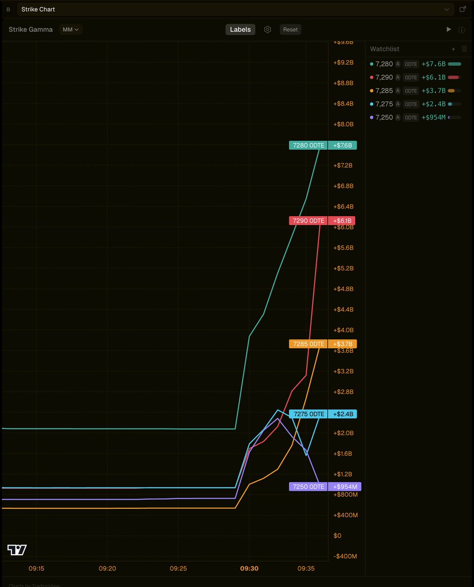 SPX Strike Chart since the open