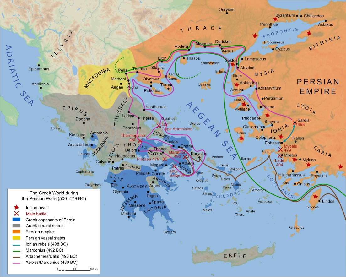 The Greek World during the Persian Wars, 500 - 479 BC