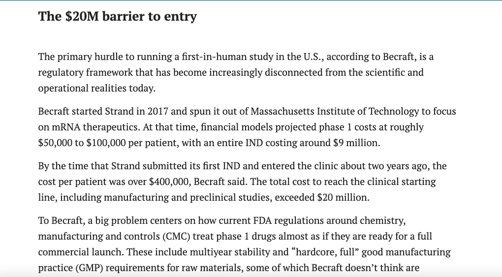 On US losing early stage clinical trials to China & Australia where FIH ...