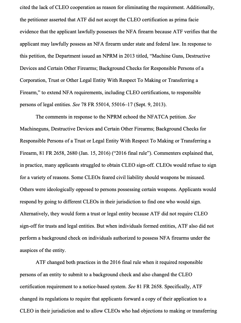 Proposed rule removing the CLEO notification requirement for NFA ...