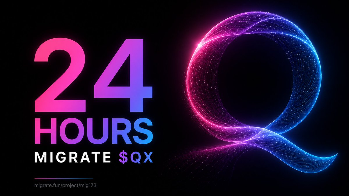 24 hours to migrate your $QX at full rate. Pool live after. Tokenomics ...