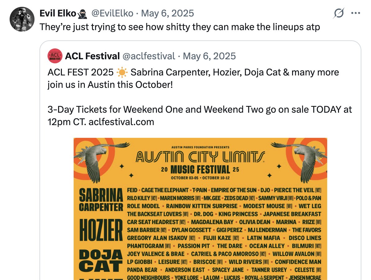 ACL Fest Speculation (@AclSpeculation) / Posts / X