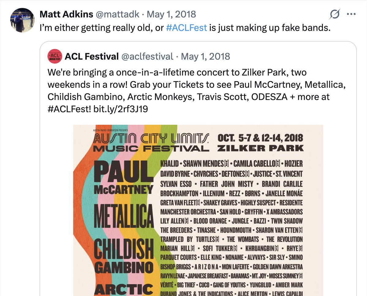 ACL Fest Speculation (@AclSpeculation) / Posts / X