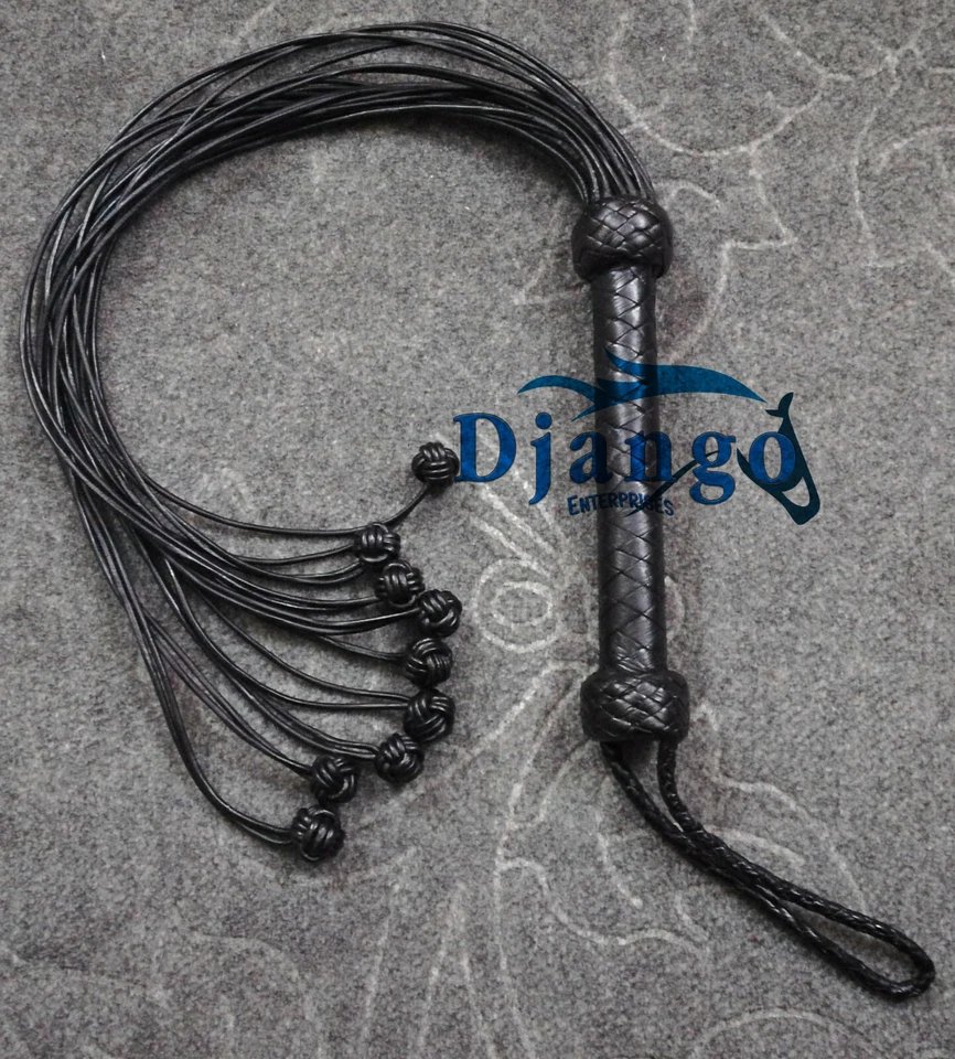 Cat-O-Nine Tails Leather Flogger 🔥 9 knotted tails crafted from genuine ...